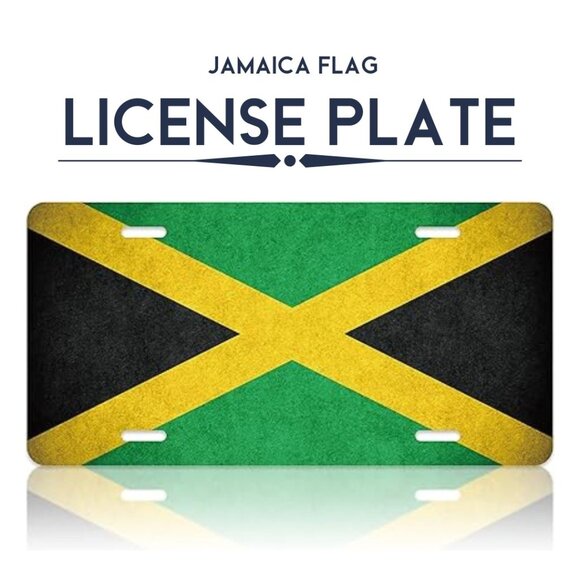 Accents | Jamaica Flag Jamaican Car Front License Plate Vintage Black ...